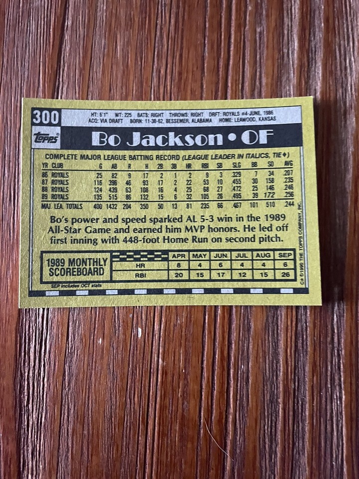 1990 Topps Bo Jackson 300 | eBay