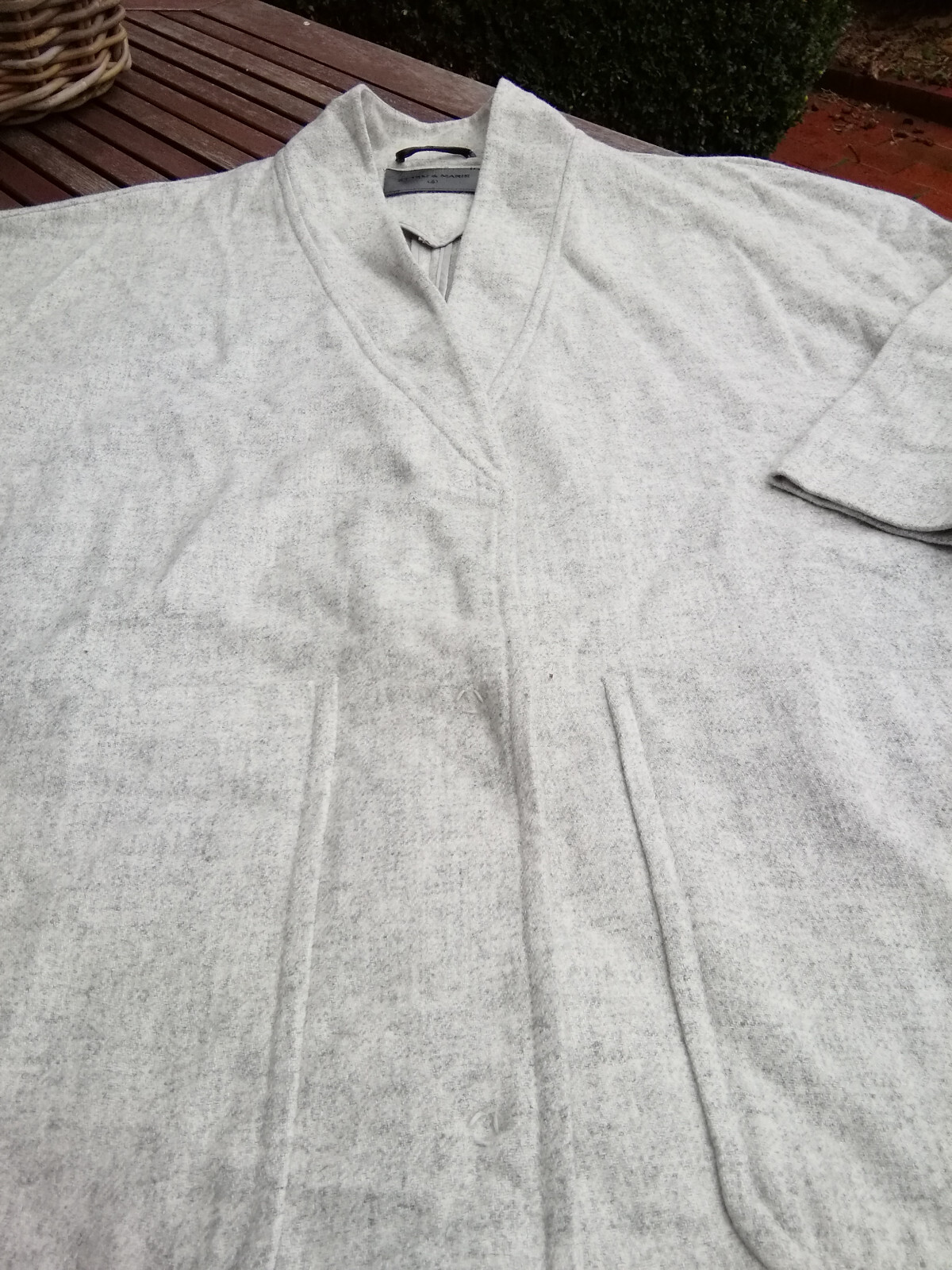 Storm & Marie Woll Filz Mantel Kurzmantel Jacke Wolljacke hell grau S ...