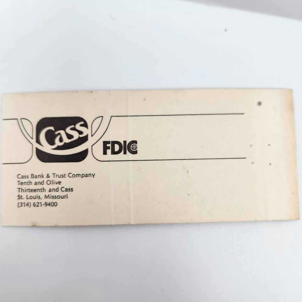 Vintage Matchcover Cass Bank and Trust St Louis Missouri Banking | eBay