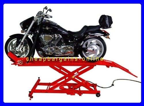 MOTORCYCLE LIFTER MOTORBIKE JACK HOIST SCISSOR LIFT STAND 450kg AIR ...