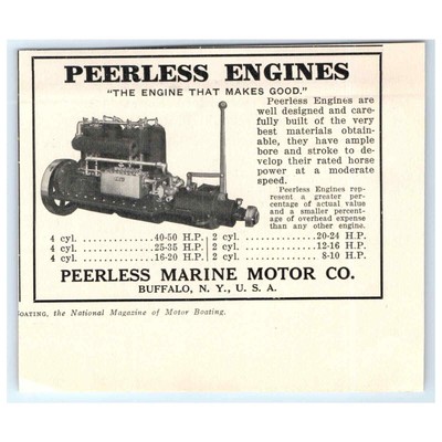 1915 Print Ad Peerless Marine Motor Company Engines 2 Cylinder & 4 ...