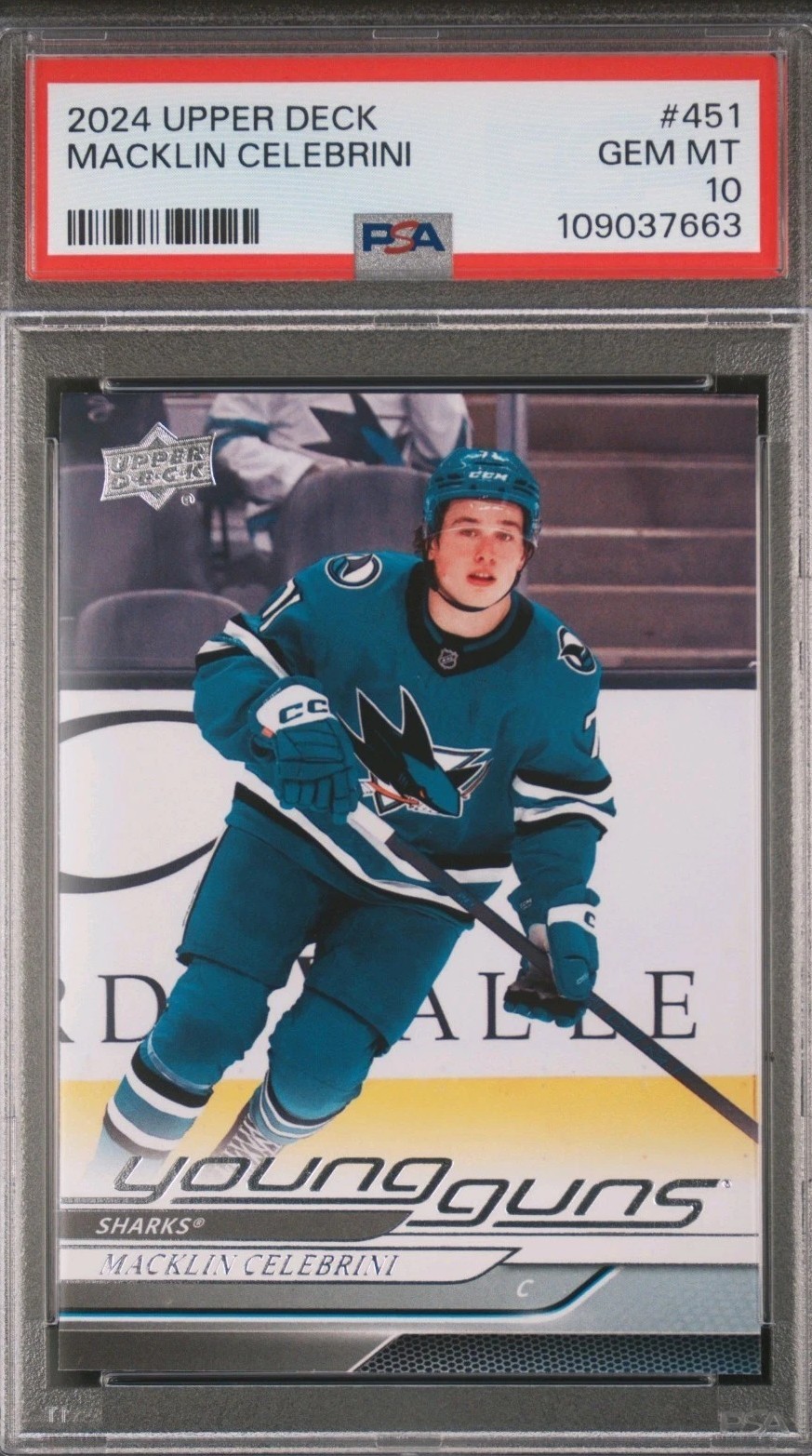 Macklin Celebrini 2024 Upper Deck #451 Young Guns Base Price Guide ...