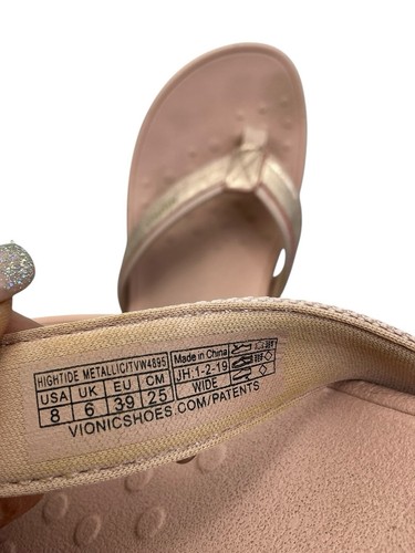 Vionic Tide Sport Leather pink Sandals slides comfort thong Size Sz 8 ...