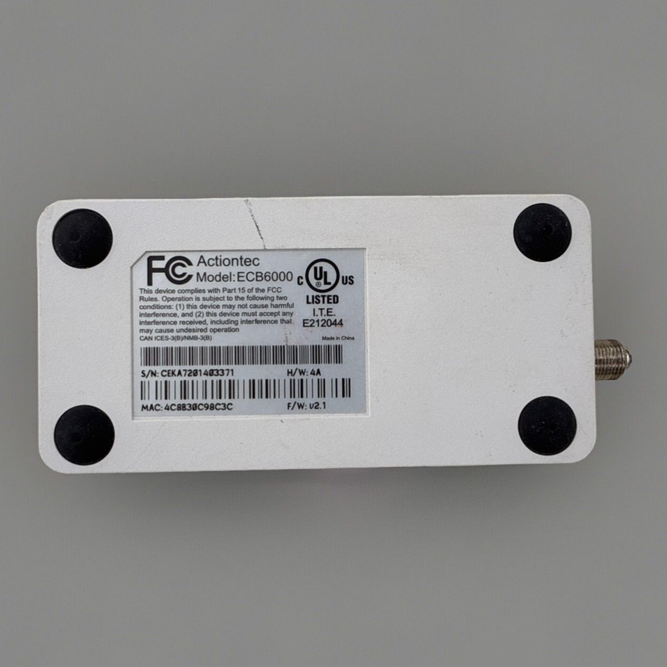 Actiontec TiVo Bridge ECB6000 Ethernet to Coax Adapter No Power Cord ...