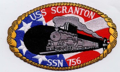 USS Scranton SSN 756 - Crest, Train inside sub 6 x 3.75 inch Fully Emb ...