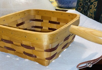 Peterborough NH Wood Woven Basket W/ One Wood HandleW/leather Hanging ...