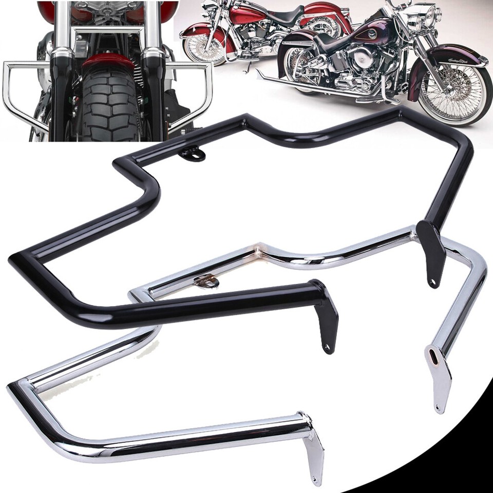 Chrome/ Black Engine Guard Crash Bar For Harley Fatboy FLSTF Softail ...