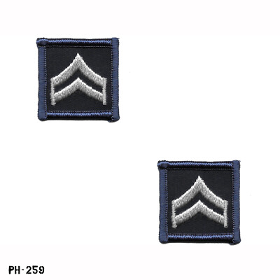 Corporal Chevron Collar Rank Patches, Pair ~ Blue & Grey ~ NEW ~ Gemsco ...