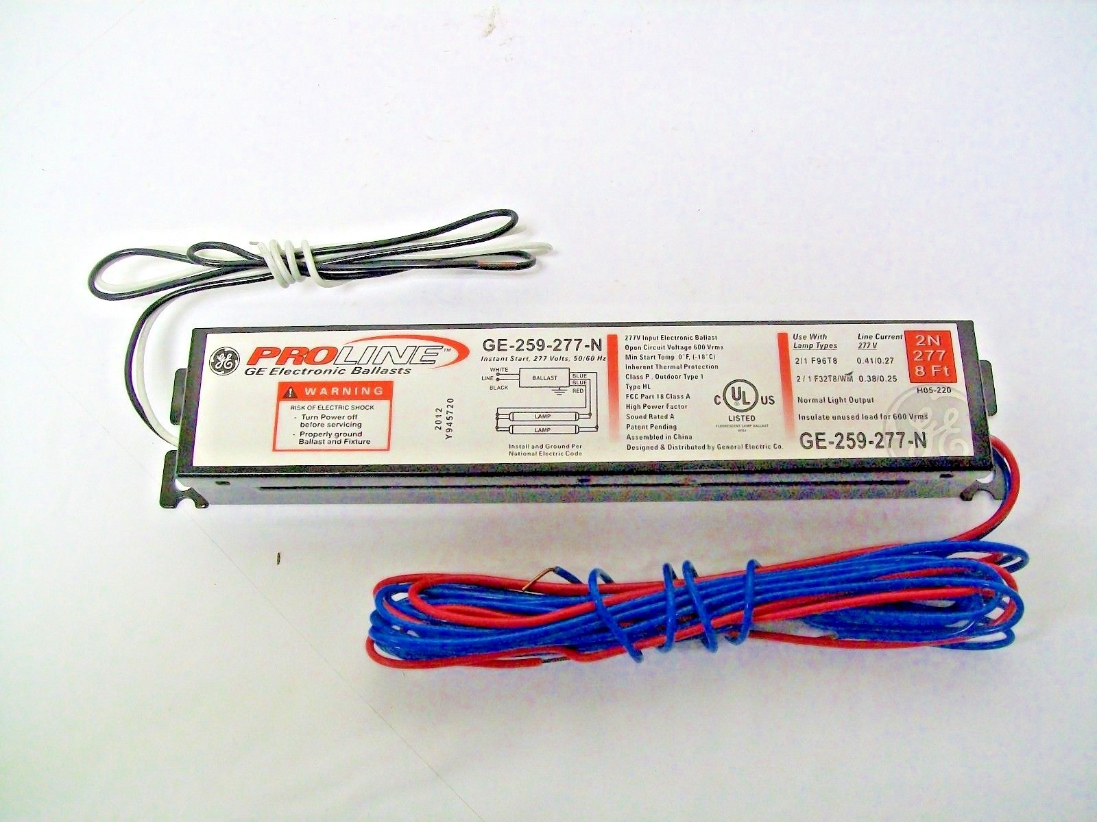 (5) 277 Volt Electronic Ballast For 2/1 F96T8 or 2/1 F32T8/WM Lamps GE ...