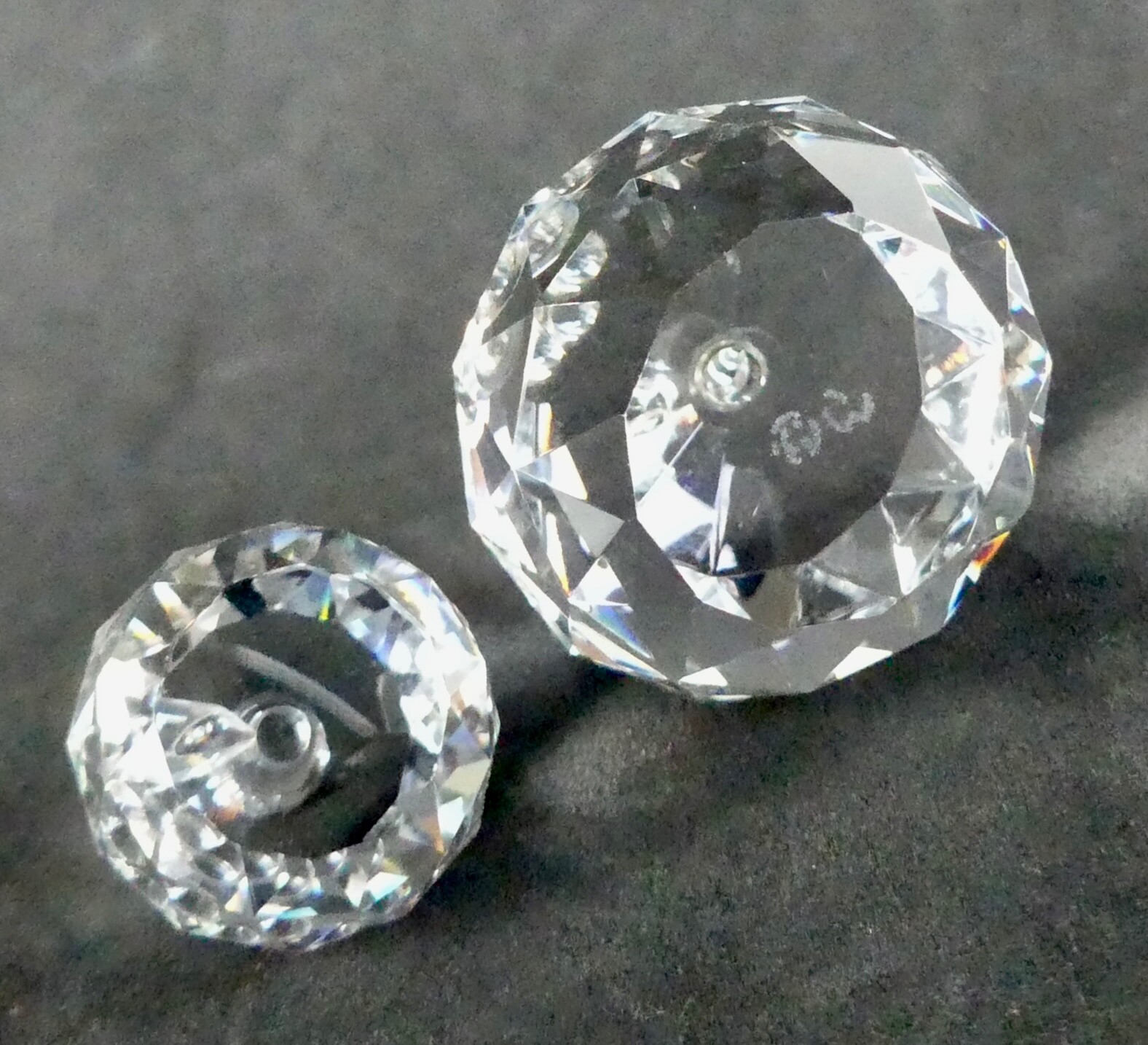 LOT OF 2 VINTAGE CUT CLEAR CRYSTAL MINI APPLES FRUITS - PRISM FACETED ...