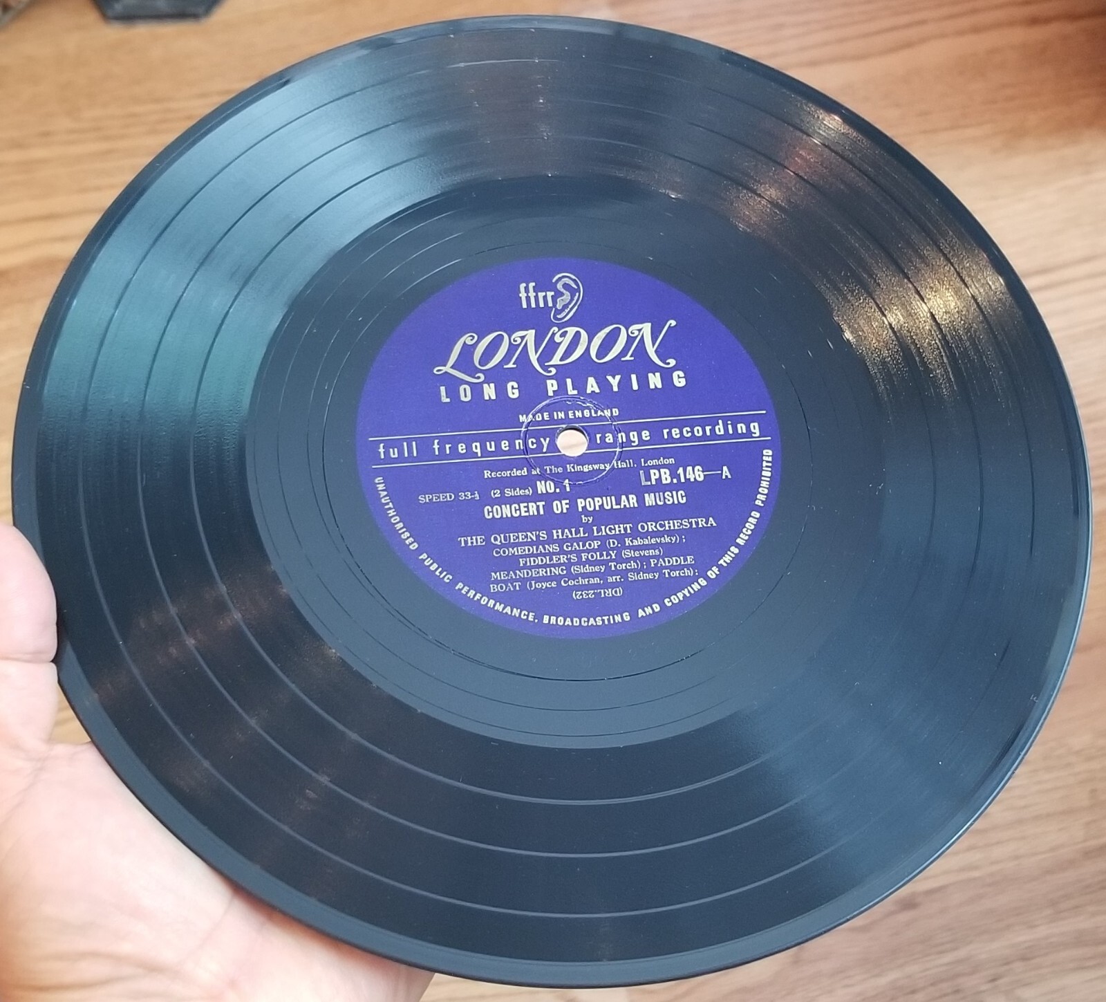 1950 VINYL RECORD~LONDON LPB146~CONCERT OF POPULAR MUSIC~QUEENS HALL ...