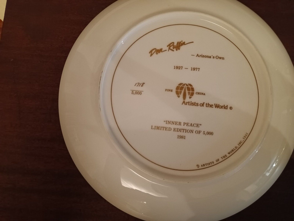 "Inner Peace" Plate Don Ruffin -Arizona's Own(1927-1977) | eBay