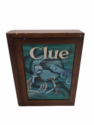 Clue Vintage Game Collection Wooden Library Book Shelf Wood Box 2005 ...