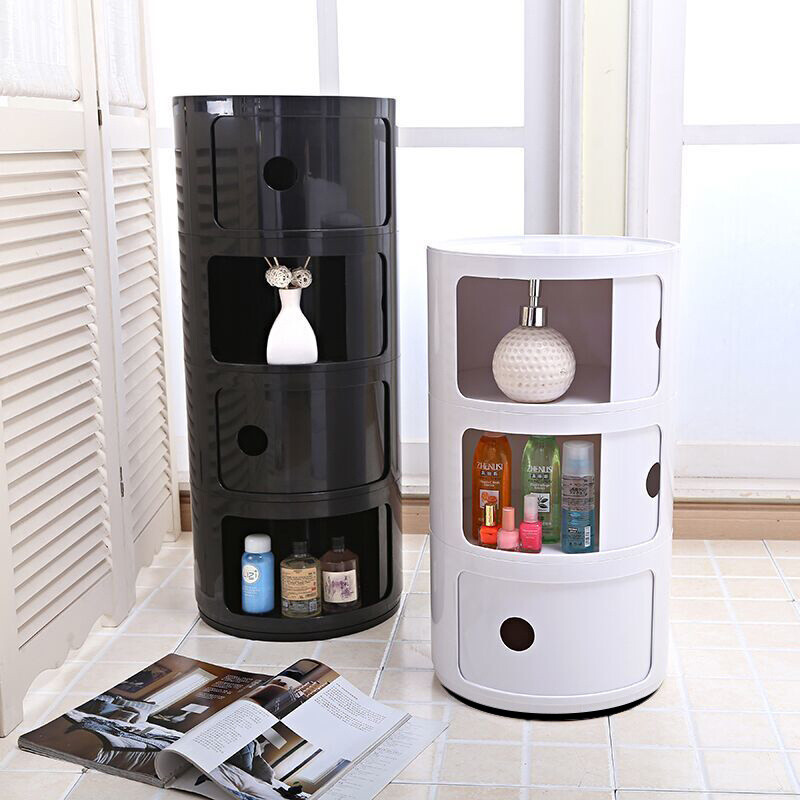 Round ABS Bedside Cabinet Cupboard Drawer Storage Unit Bathroom Bedroom ...
