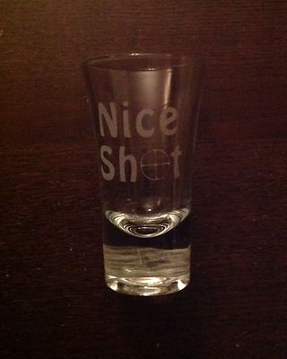 NICE SHOT AIRSOFT PAINTBALL TARGET ETCHED SHOT GLASS FUN GIFT PRESENT ...