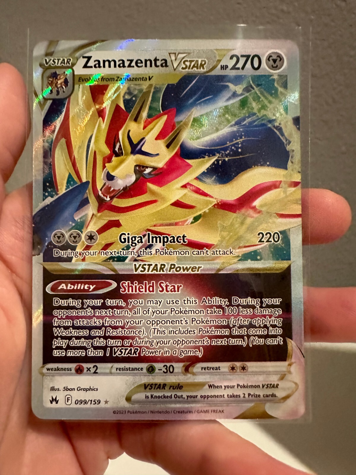 Zamazenta VSTAR 99/159 Crown Zenith Ultra Rare Holo Pokemon TCG Card NM ...