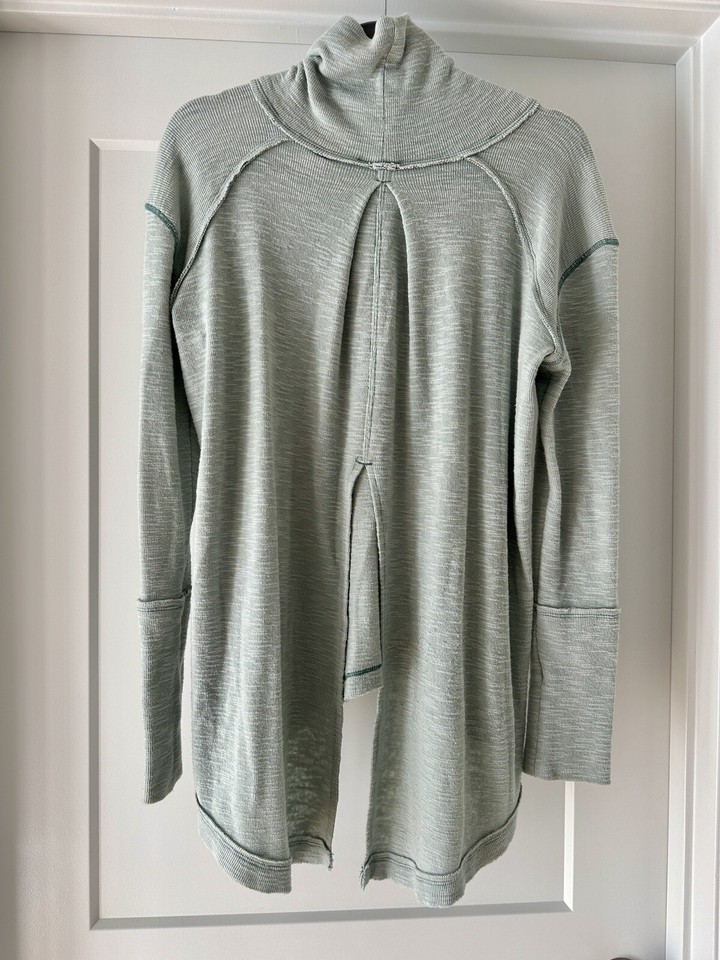 We the Free People Split Open Back Turtleneck Long Sleeve Blue Tunic ...