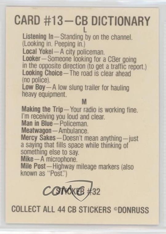1978 Donruss Convoy Code CB Stickers Show Your Cards #32 6f8 | eBay