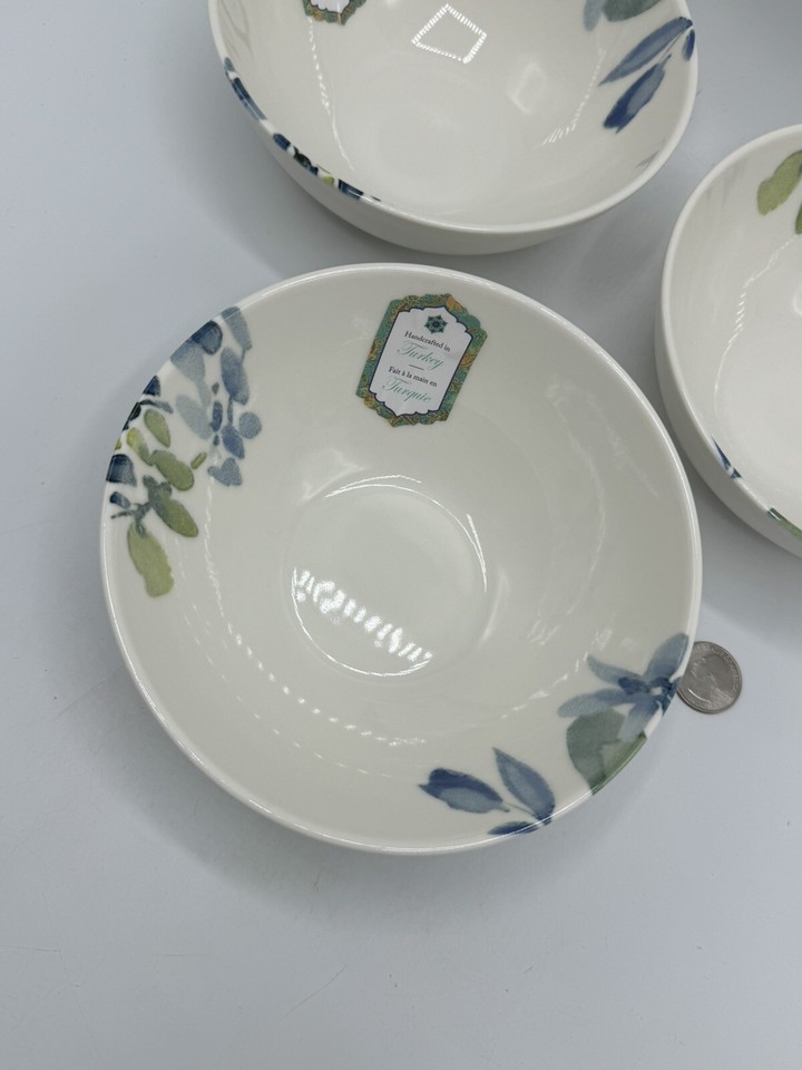 Intesa Home ~Blue & Green Wildflowers ~Coupe Cereal Bowls •Lot Of 3 ...