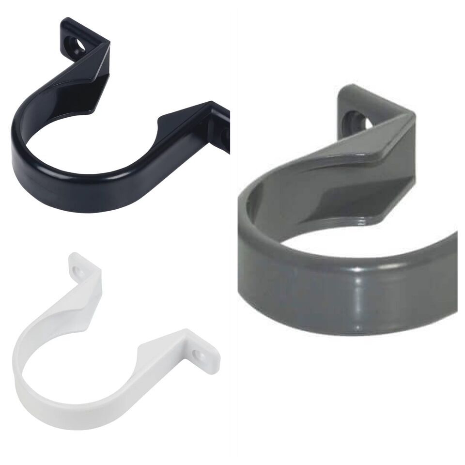 FLOPLAST 32/40/50MM SOLVENT WELD PIPE CLIPS WHITE/BLACK/GREY X 2 | eBay UK
