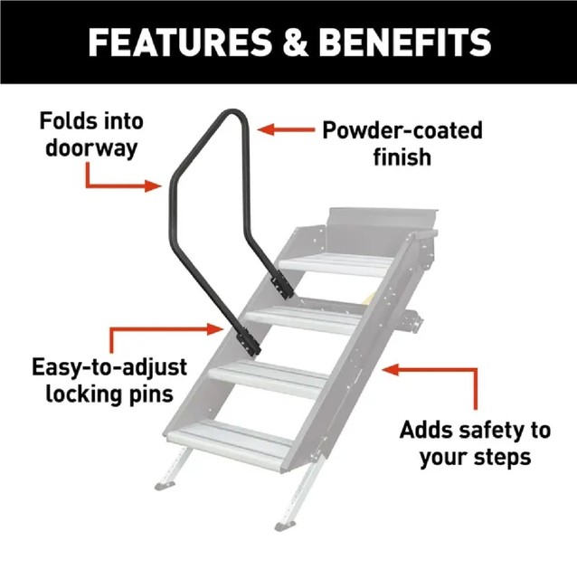 Lippert 799640 Powder Coated Entry Assist Handrail for Rv's Gen 3 or ...