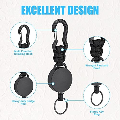 2 Pcs Locking Retractable Keychain Key Reel ID Badge Holder with 23 ...