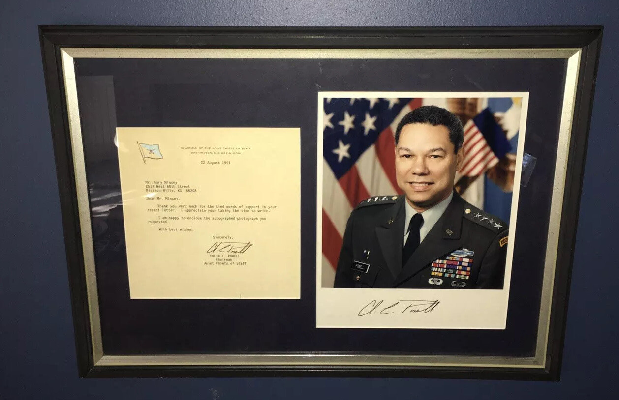 GENERAL COLIN L. POWELL SIGNED AUTOGRAPH PHOTOGRAPH AND LETTER 1991 ...