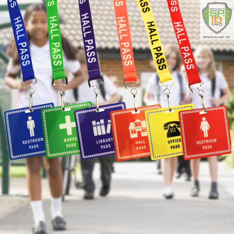 36 UNBREAKABLE Student Hall Passes with Safety Breakaway Lanyards ...
