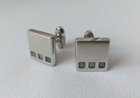 Modern Polished Steel Fixed Back Cufflinks | eBay UK