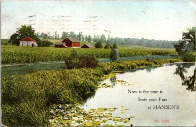 Advertising Postcard Farm Scene Hansen's Fur Storage post Milwaukee WI ...