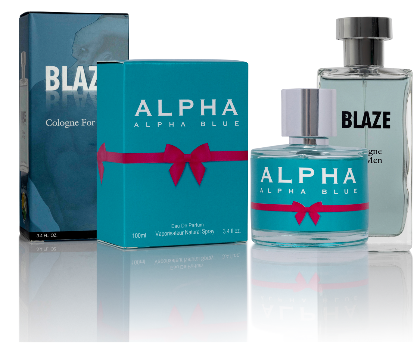 2PK Set of Blaze Cologne for Men & Alpha Blue EDP for Women 3.4Oz | eBay