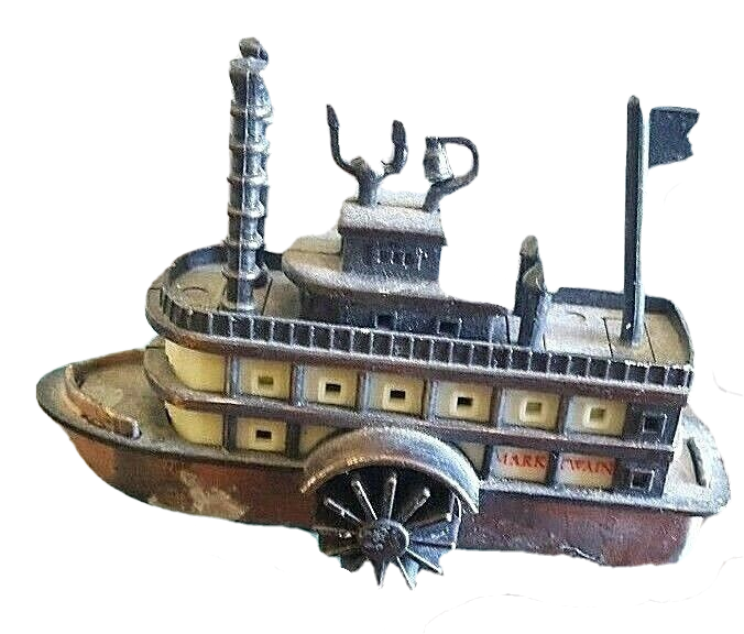 Paddle wheel Mark Twain vintage boat metal pencil sharpener 3 5/8" l ...