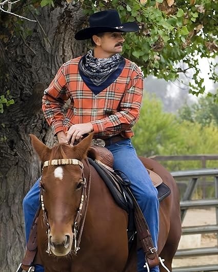 35 Inch Wild Rag Cowboy Bandana Scarf, Large Neckerchief, Silk Feel ...