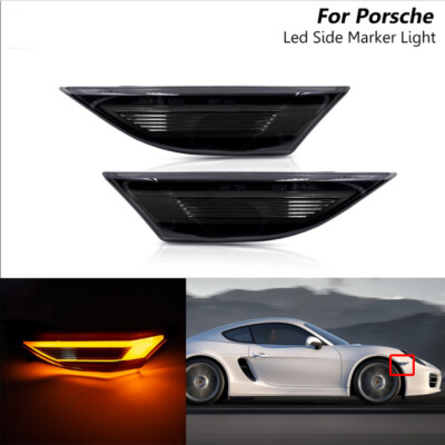 2x Smoked Led Amber Side Marker Light For Porsche 981 982 718 Cayman ...