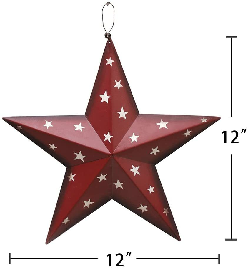Patriotic Metal Barn Star Hanging Wall Decor Distressed Country Barn ...