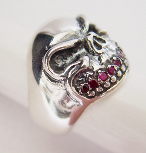 Ruby Teeth Skull Silver Ring | eBay