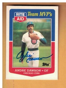 Andre Dawson AUTOGRAPHED 1988 TOPPS RITE AID BASEBALL CARD SIGNED ...