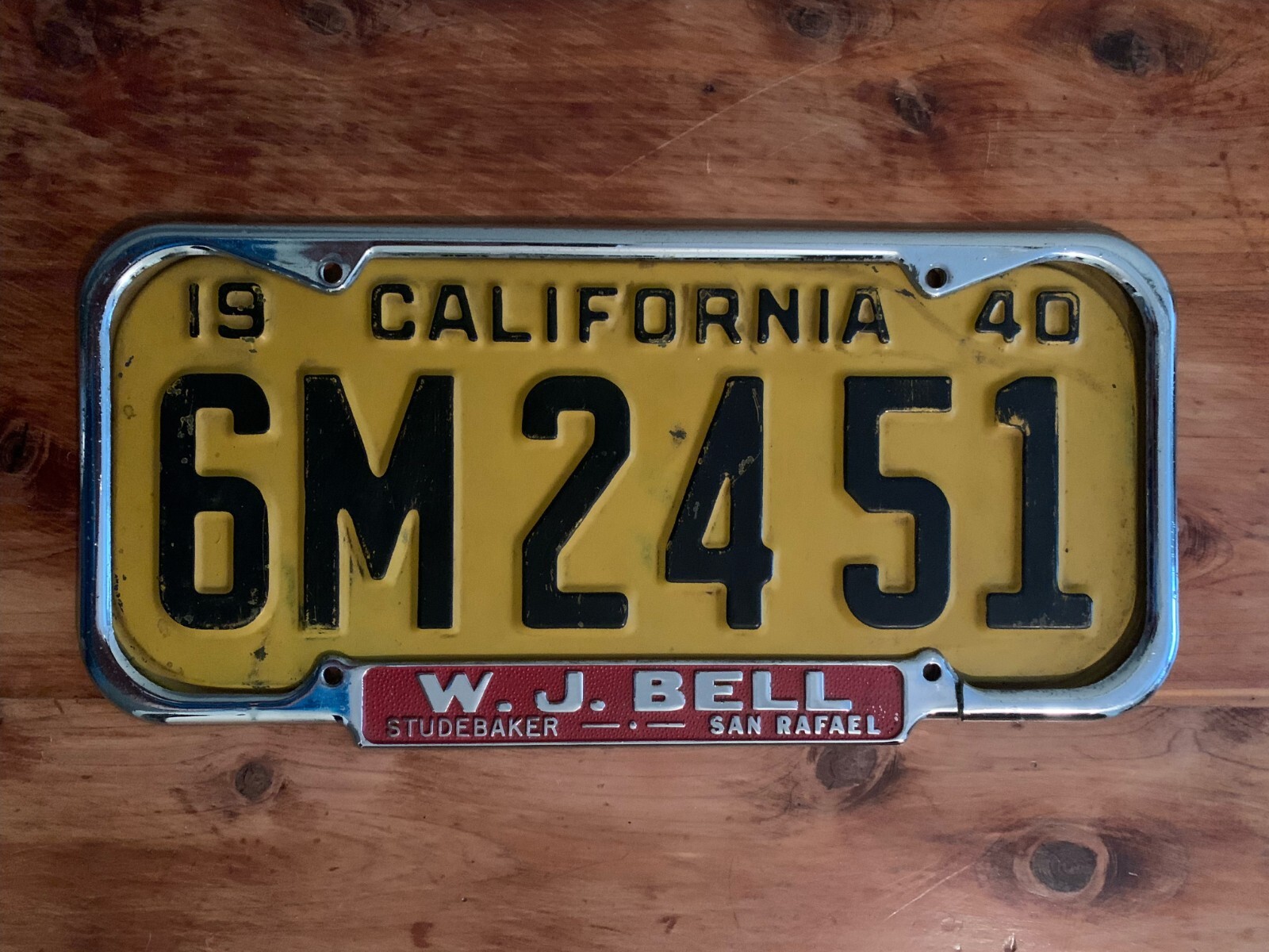 1940-1955 San Rafael California License Plate Frame (ExamplePlates NOT ...