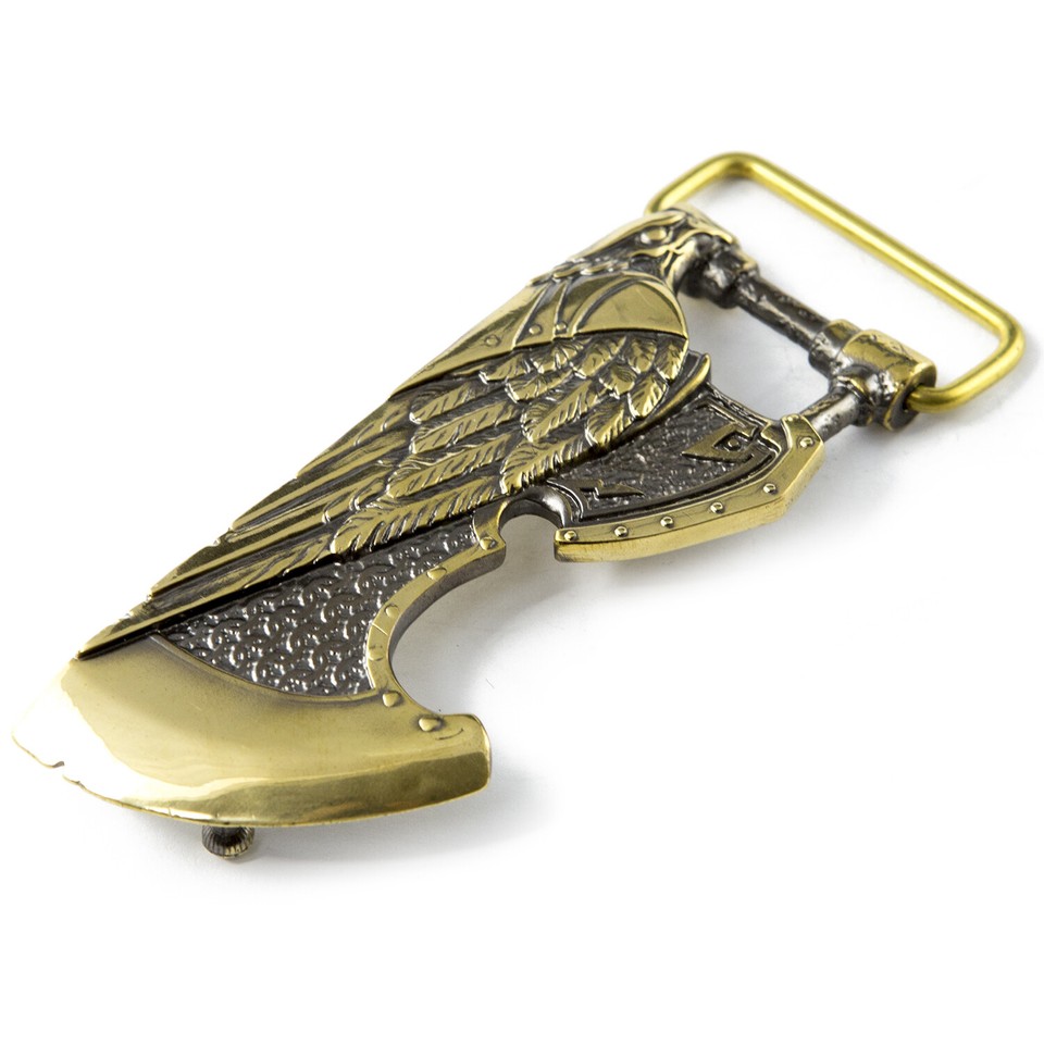 Brass belt buckle Ax of God, Medieval style buckle, Solid brass axe ...