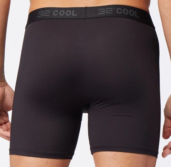 6 Pack - 32 Degrees Cool Men's Comfort Mesh Boxer Brief Black S, M, L ...