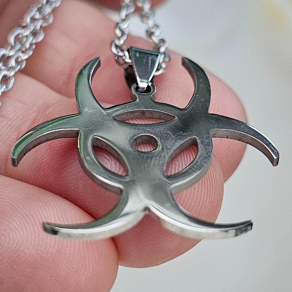 Biohazard Pendant Necklace Stainless Steel 22" Chain Symbol Anarchy ...