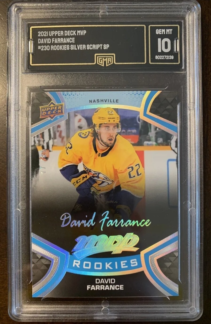 2021-22 Upper Deck MVP David Farrance Rookie SP Super Script /25 GMA ...