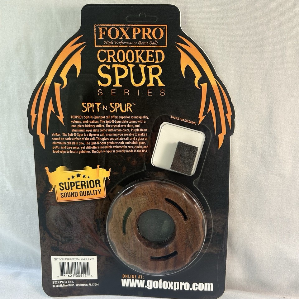 FoxPro Crooked Spur “Spit-n-Spur” Crystal Over Slate Pot Turkey Call ...