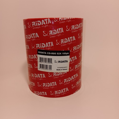 100 Pack Ridata CD-R80 52X 700MB Recordable Disc CD-R 80 Minute Blank ...