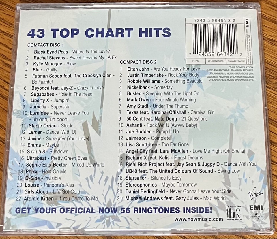 VARIOUS ARTISTS "NOW THAT'S WHAT I CALL MUSIC 56" RARE ORIGINAL 2003 UK ...