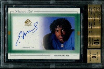 1999 SP Authentic Players Ink Edgerrin James BGS 10 w 10 Auto autograph ...