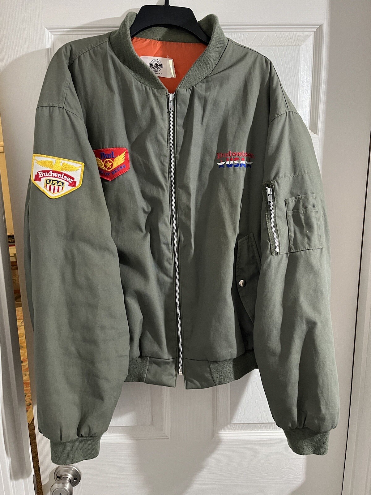 Vintage Budweiser Military Bomber Jacket King Of Beers - Gem