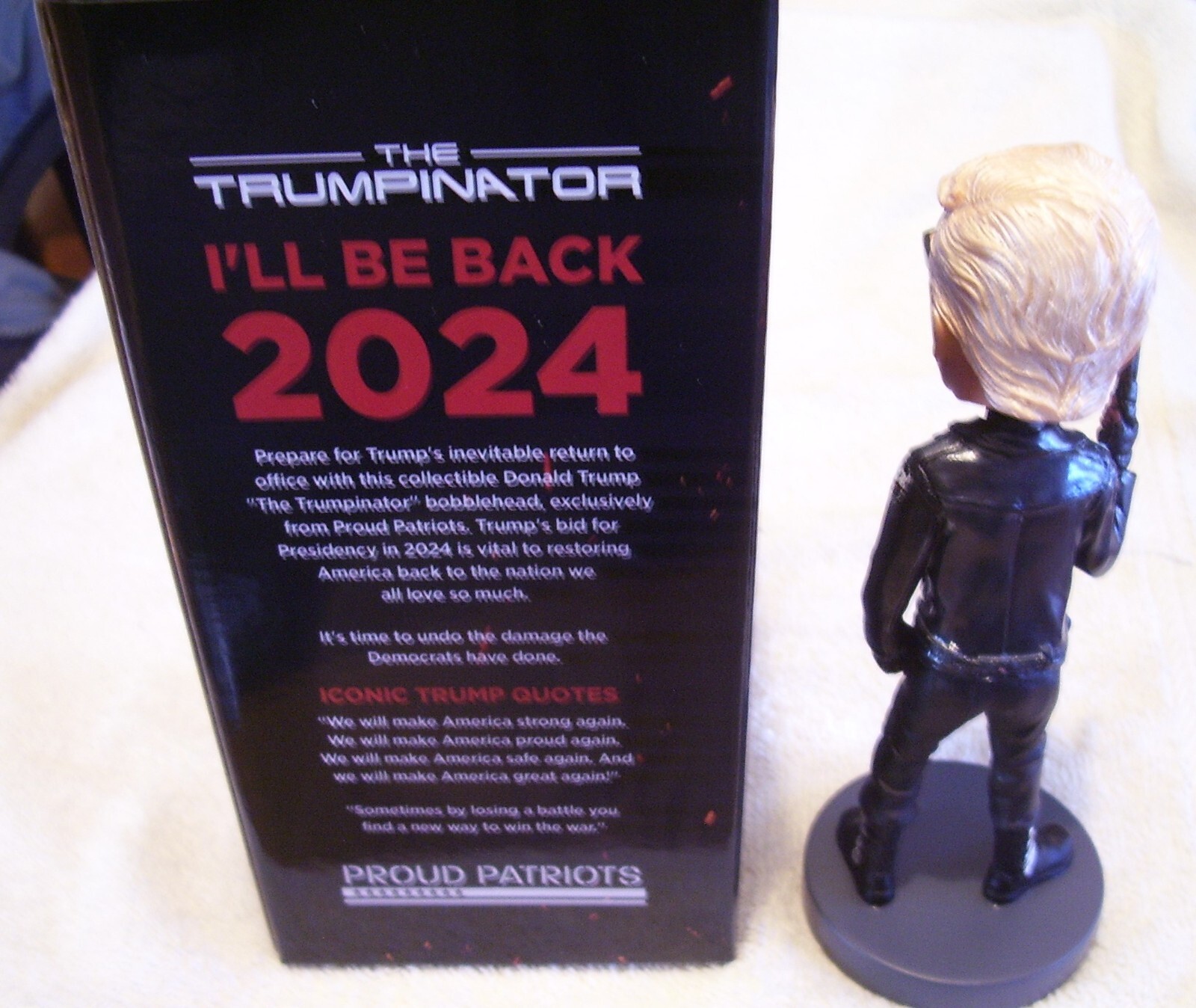 TRUMP TRUMPINATOR BOBBLE HEAD NEW IN BOX. I'LL BE BACK 2024 6-3/4" tall ...