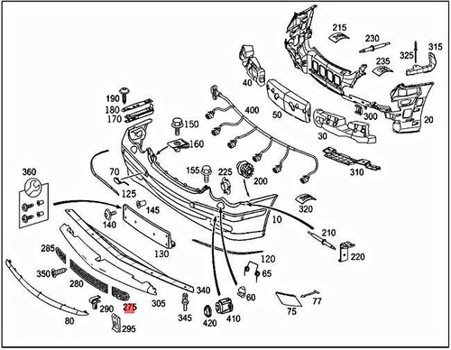 Genuine MERCEDES A209 C209 W209 Cabrio Left front bumper Grille ...