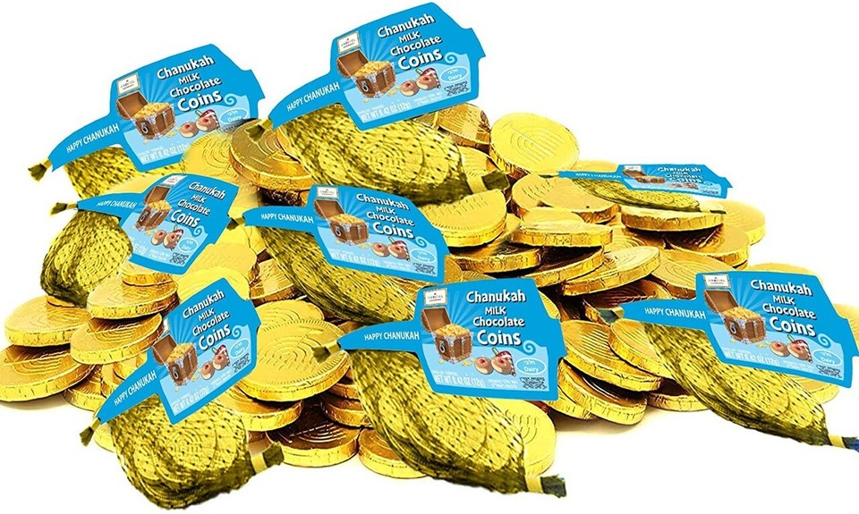 Hanukkah Gelt Milk Chocolate Coins Hanukah Party Bulk Candy Coin 48 ct ...